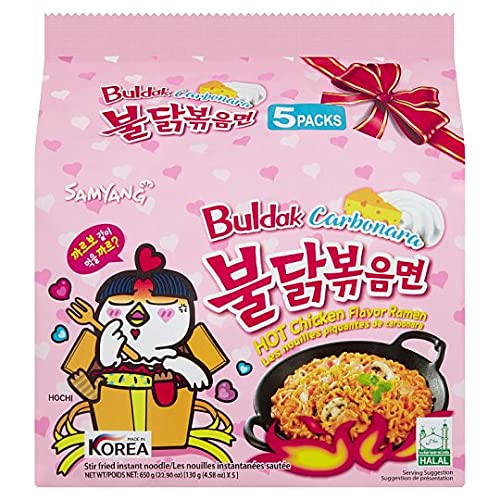 Samyang Buldak Carbonara Hot Chicken Ramen (130g, 5-Pack, Korea) – Pop ...