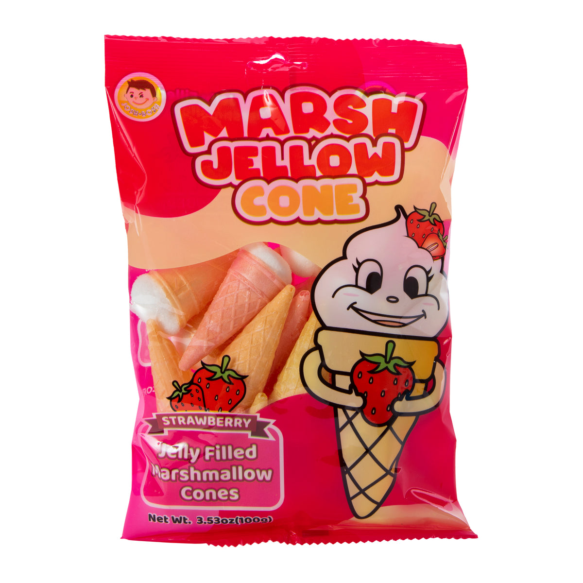 Marshjellow Cone Strawberry (3.25oz) (China) 6 pack – POPS DISTRO INC ...