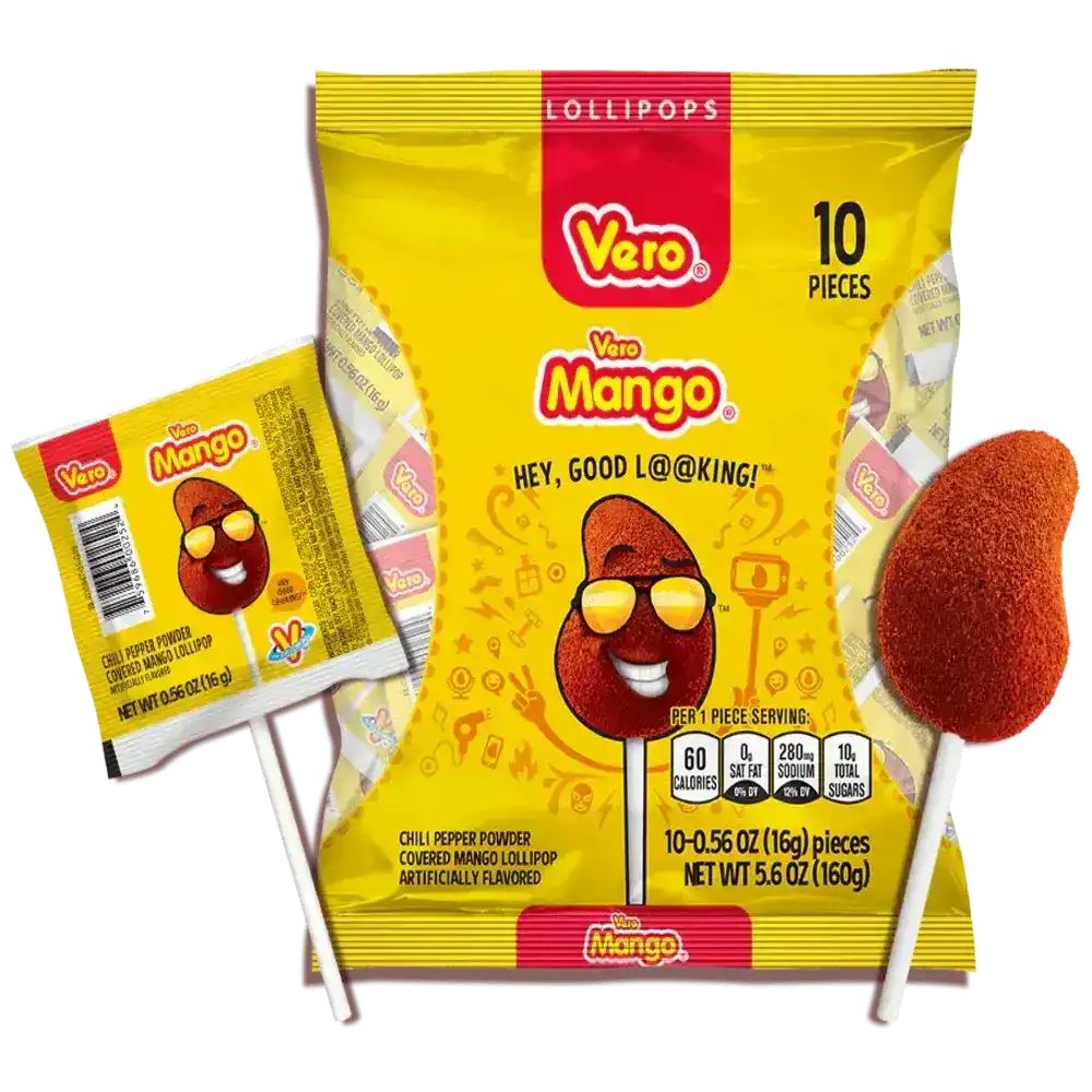 Vero Mango Chili Pepper Powder Covered Lollipop (0.49oz) (Mexico) Bag ...